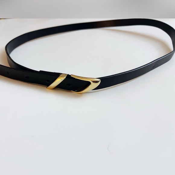 Accessories | Vintage Womens Black Statement Belt With Gold Buckle ...